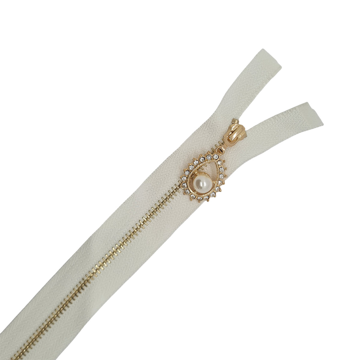 Rhinestone and Pearl Decorative Metal Open Ended Zippers – RJ's Crafts